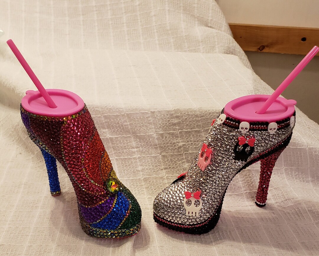 High Heel Tumblers Rhinestones With Lid and Straw - Etsy