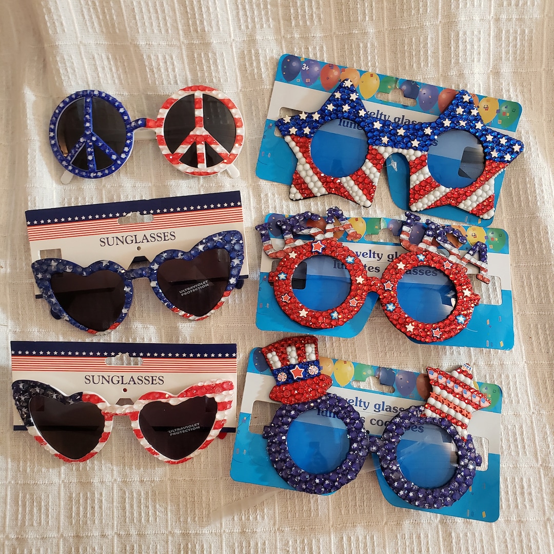 Patriotic Shaped Bling Sunglasses Etsy