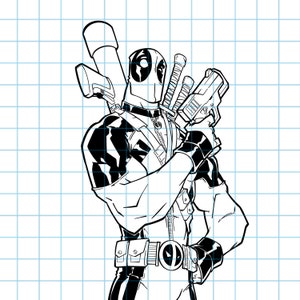 Deadpool Line Art .PNG FILE - Etsy