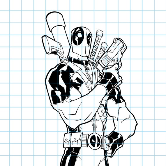 Deadpool Line Art .PNG FILE - Etsy