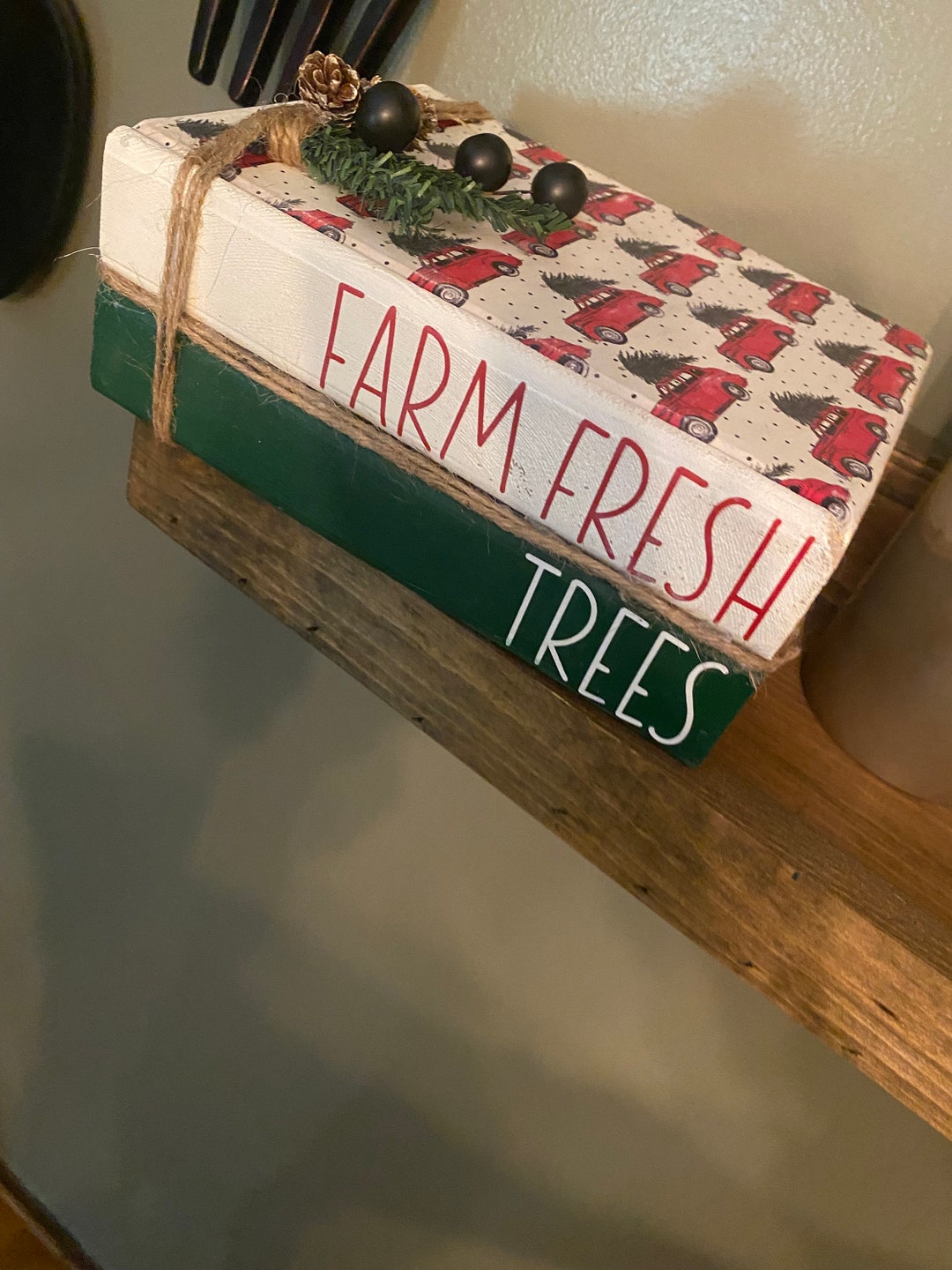 Farm Fresh Tree Handmade Book Stack - Etsy