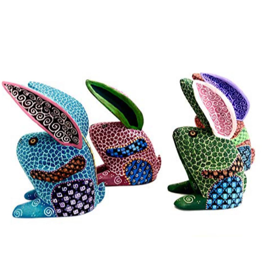 Conejo Alebrije Alebrije Mexicano Tallado a Mano en Madera, Firmado por ...