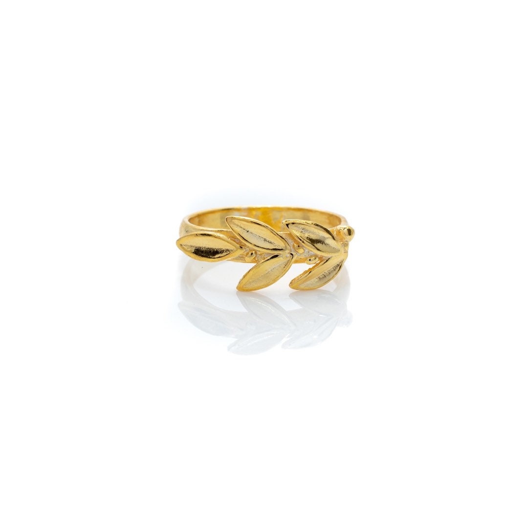 Gold Plated Olive Branch Ring - Etsy