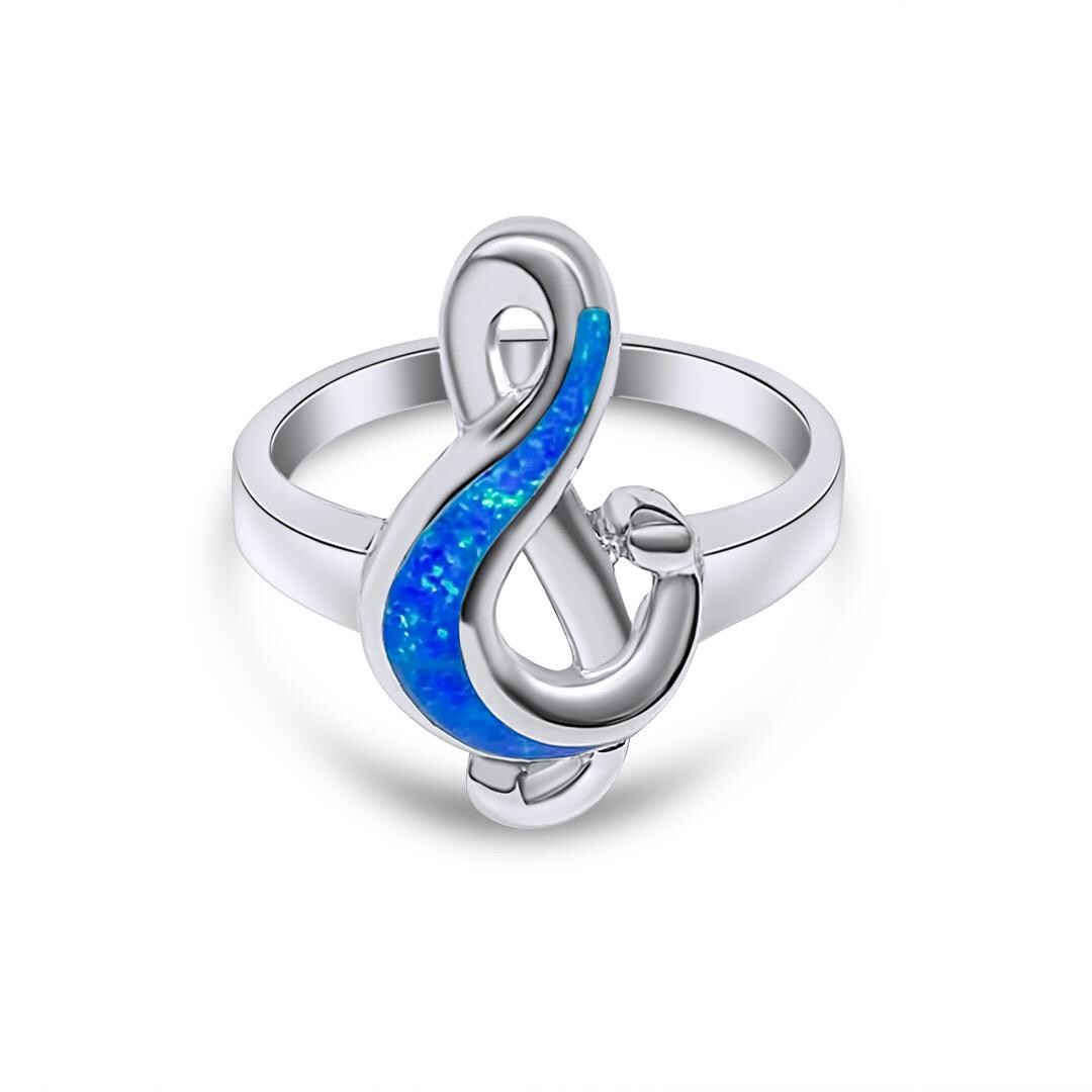 Silver Treble Clef Ring With Opal Stone - Etsy