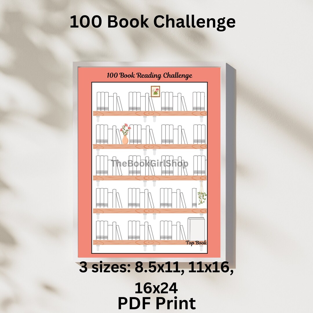 100 Book Reading Challenge, Journal Page, Reading Tracker, Book Challenge, Reading Challenge ...