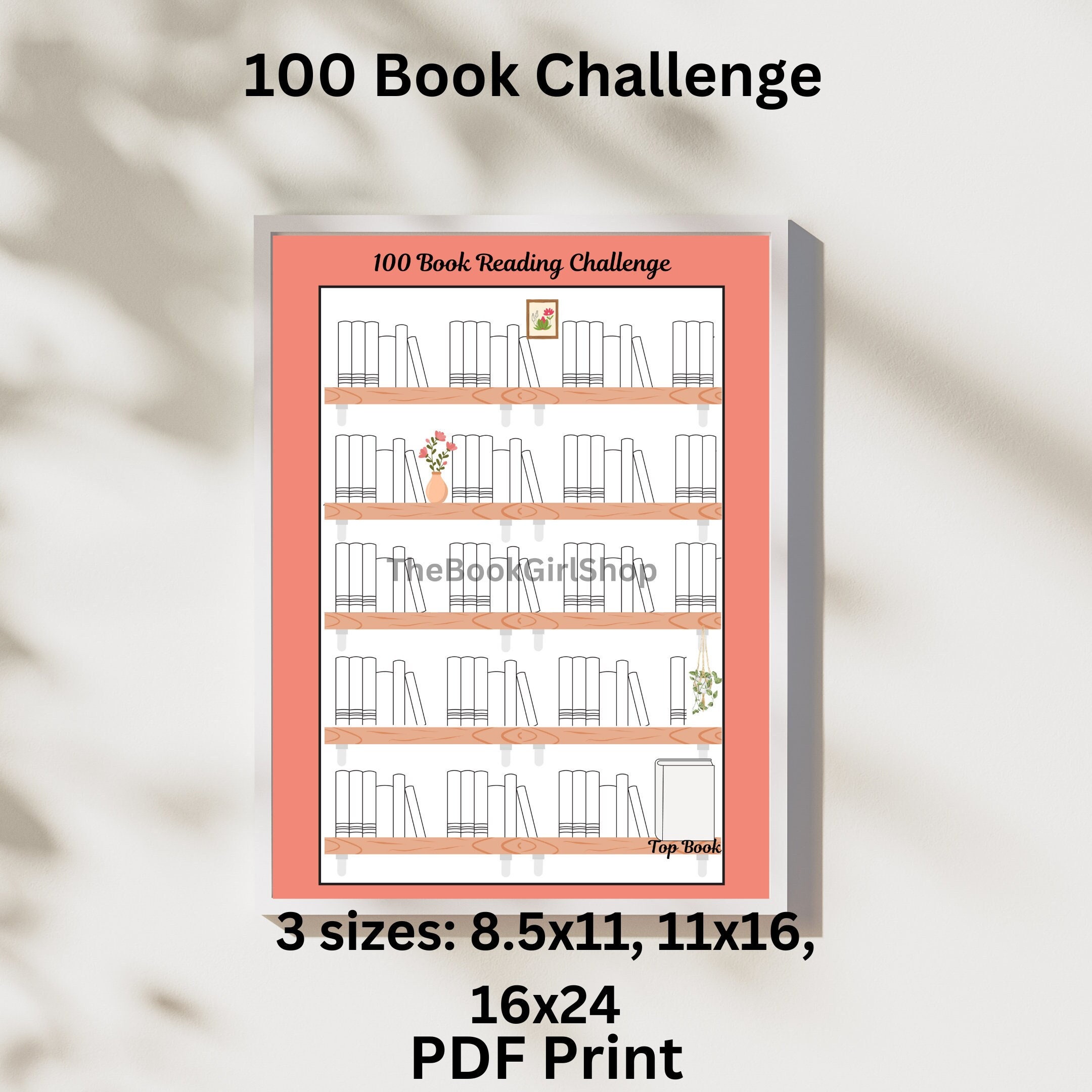 100 Book Reading Challenge, Journal Page, Reading Tracker, Book ...