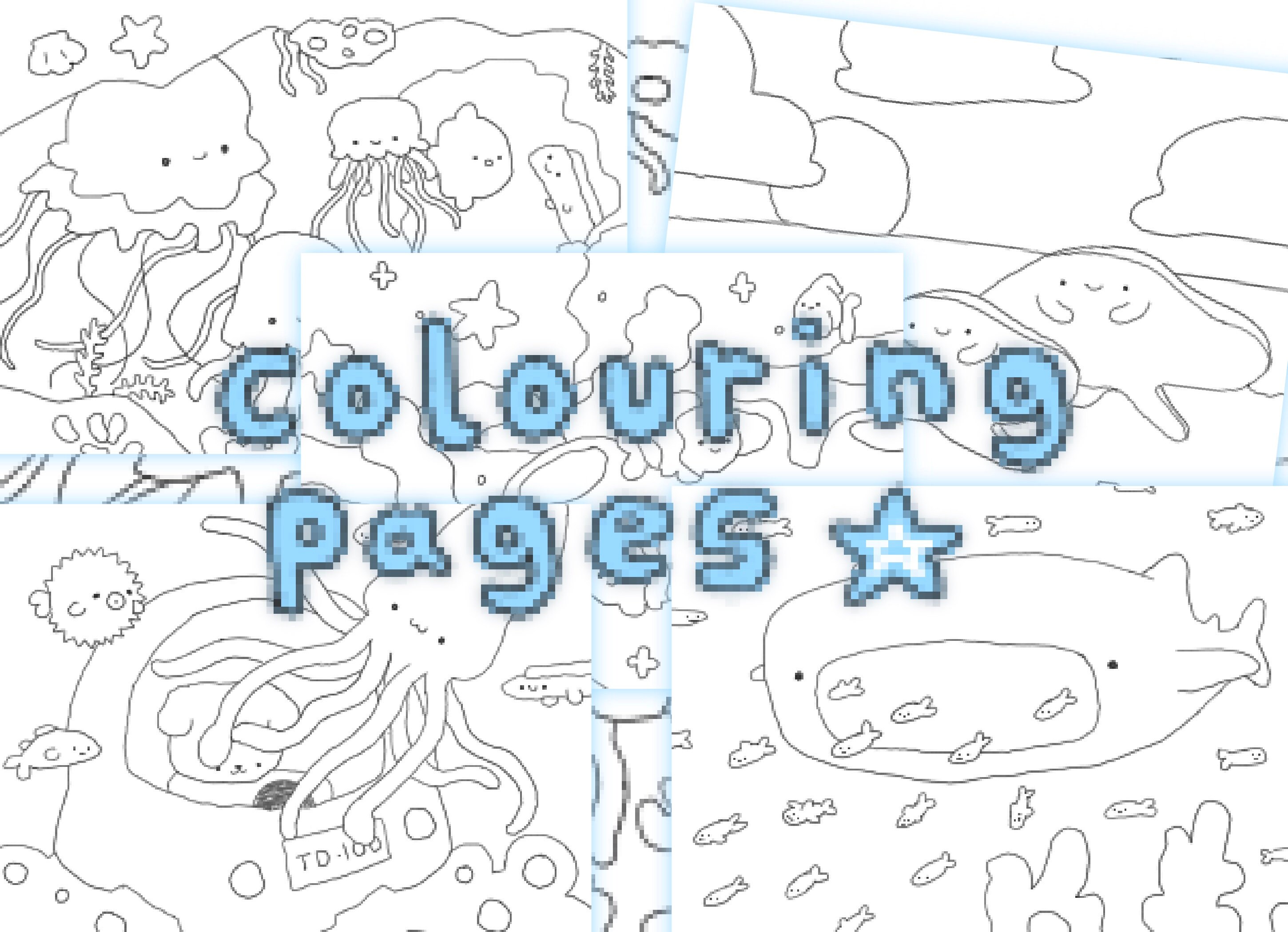 Ocean-themed Colouring Page Pack - Etsy