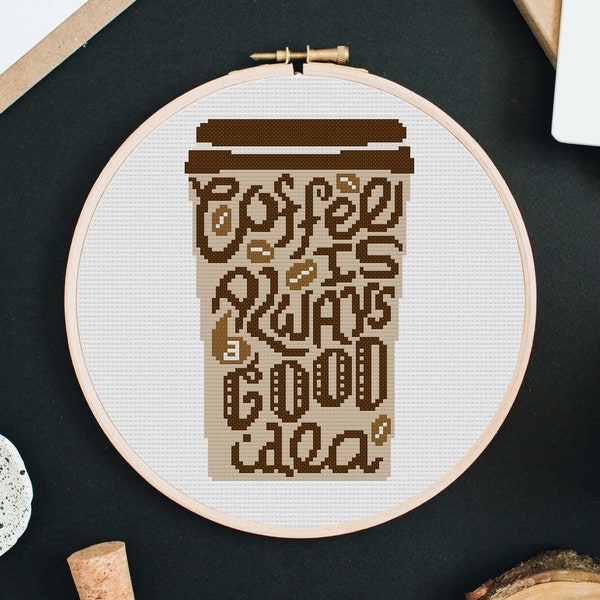 Coffee Cup Cross Stitch - Etsy