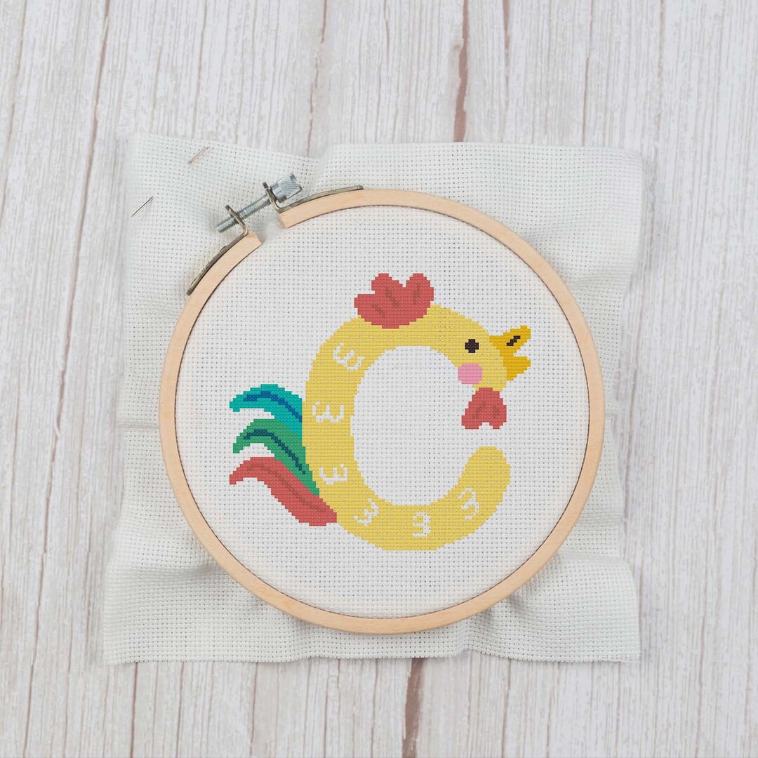 C is for Chicken - Cross Stitch Pattern Instant Download, Baby Shower ...