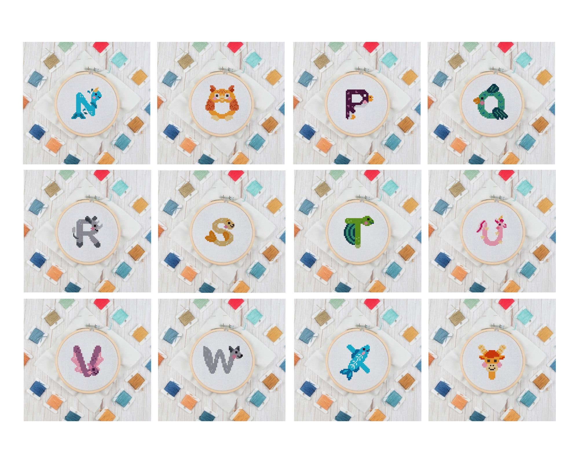 MINI Animal Alphabet Collection Cross Stitch Pattern Instant Download ...