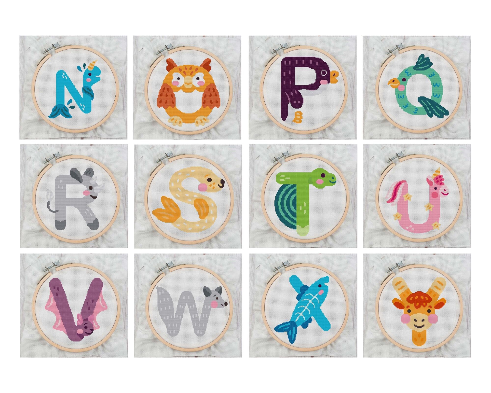 Animal Alphabet Collection Cross Stitch Pattern Instant - Etsy