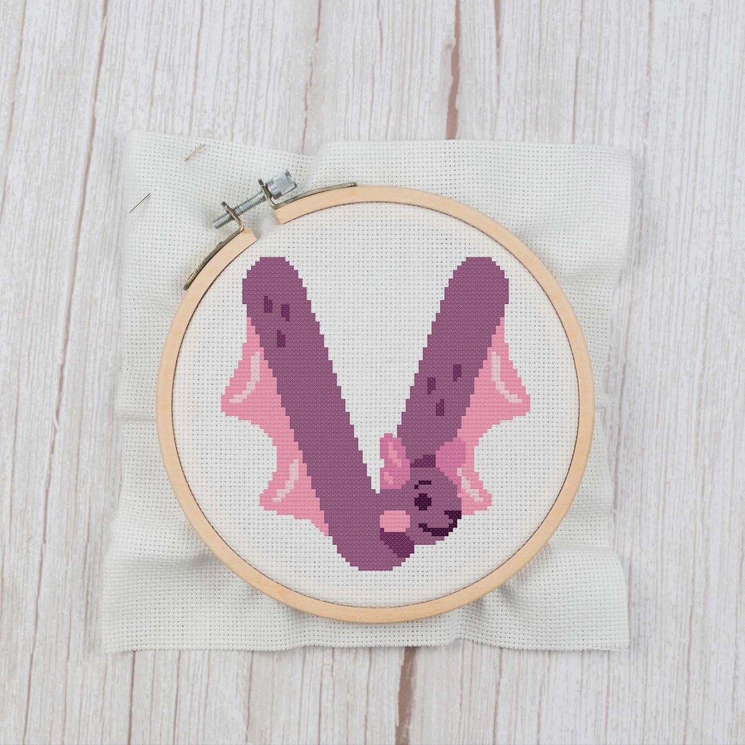 V is for Vampire Bat - Cross Stitch Pattern Instant Download, Baby ...