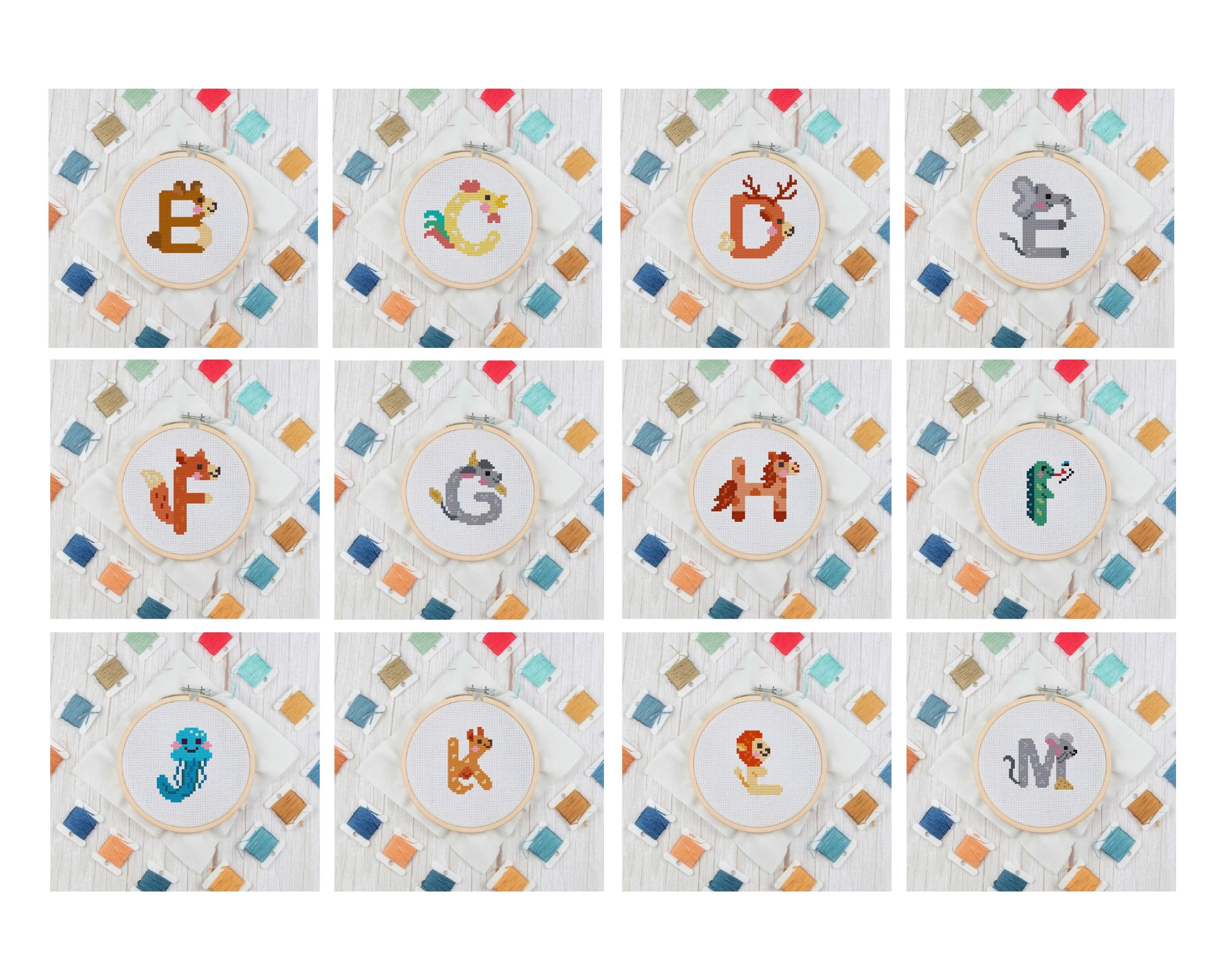 MINI Animal Alphabet Collection Cross Stitch Pattern Instant Download ...