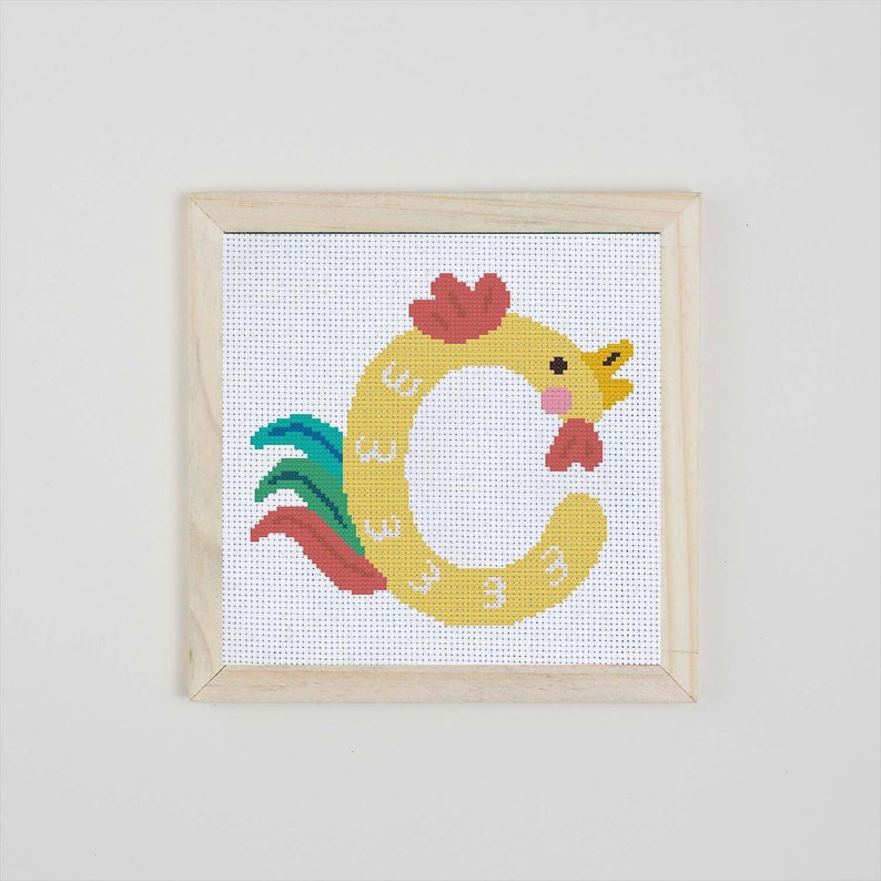 C is for Chicken - Cross Stitch Pattern Instant Download, Baby Shower ...