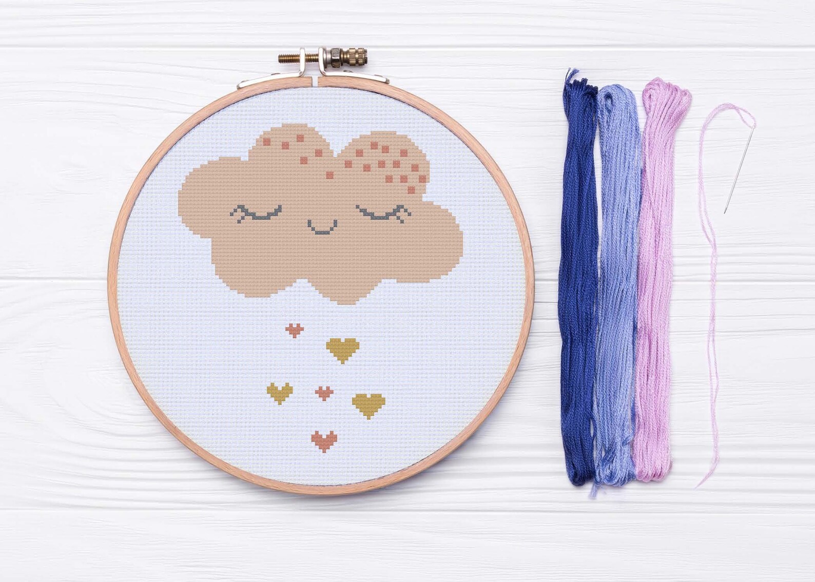 Sleeping Cloud - Cross Stitch Pattern Instant Download, Baby Shower ...