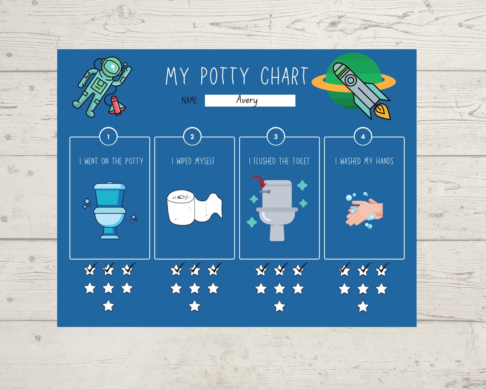Printable Space Themed Potty Chart Bundle Potty Training Bundle Toilet ...