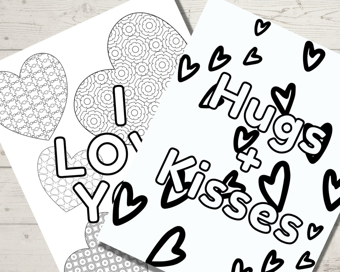 Printable Valentine's Day Coloring Pages for Adults and | Etsy