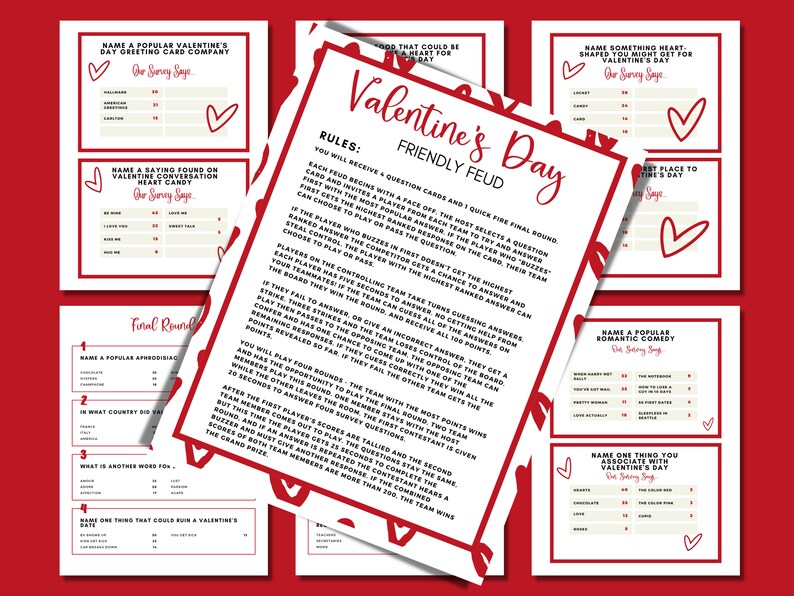 Printable Valentine's Day Friendly Feud Game | Valentine's Family Games ...