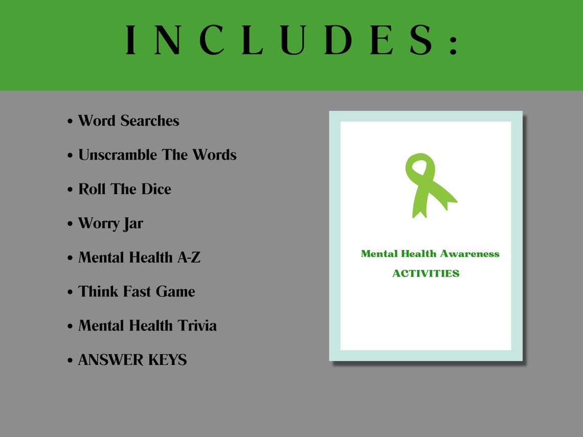 Printable Mental Health Awareness Activities Kit: Counseling Tools ...