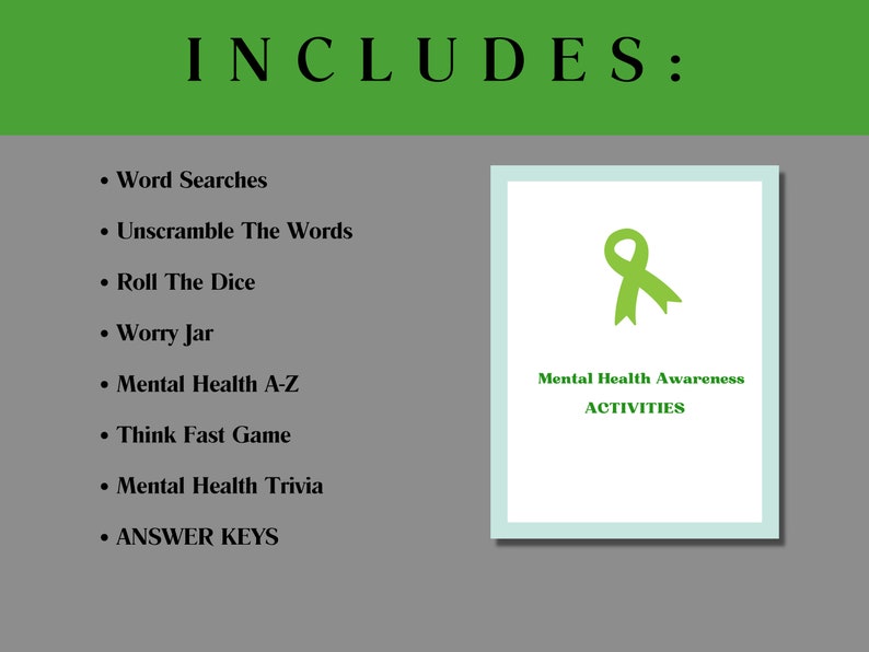 Printable Mental Health Awareness Activities Kit: Counseling Tools ...