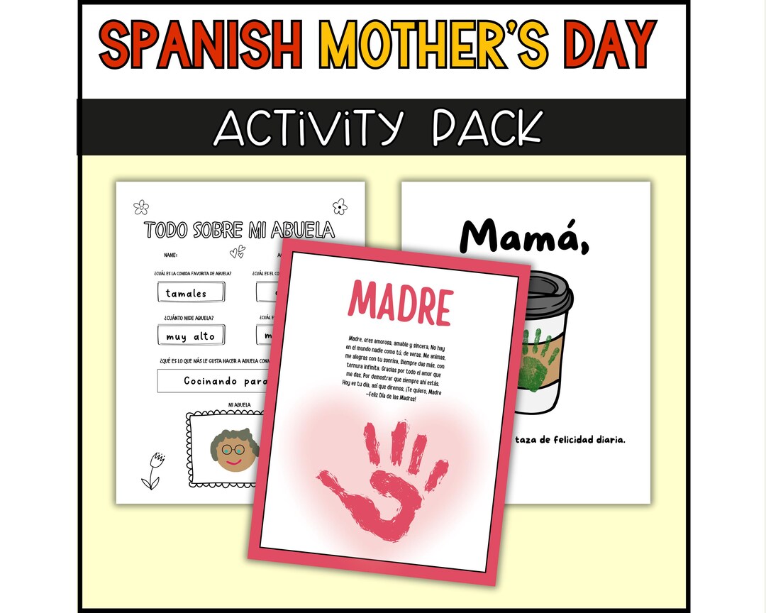 Spanish Mother's Day Handprint Art: Printable Gift for Mom (digital ...