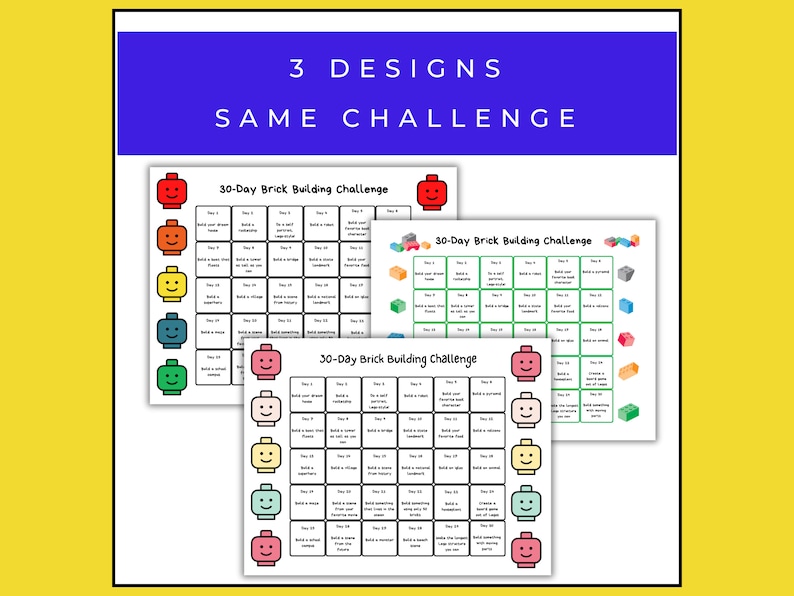 30 Day Brick Building Challenge: Kid's STEM Activity (instant Download ...