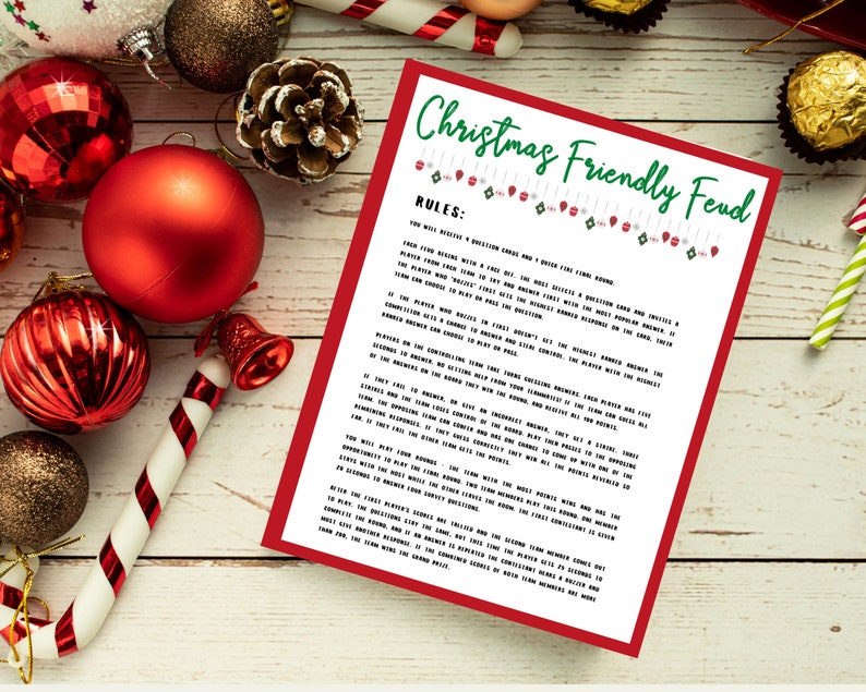 Printable Christmas Friendly Feud Game Holiday Party Game Fun Holiday ...