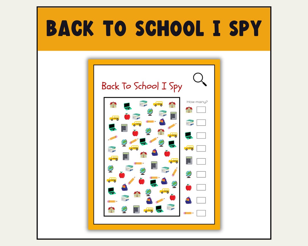Back to School I Spy | First Day of School Preschool Kindergarten ...