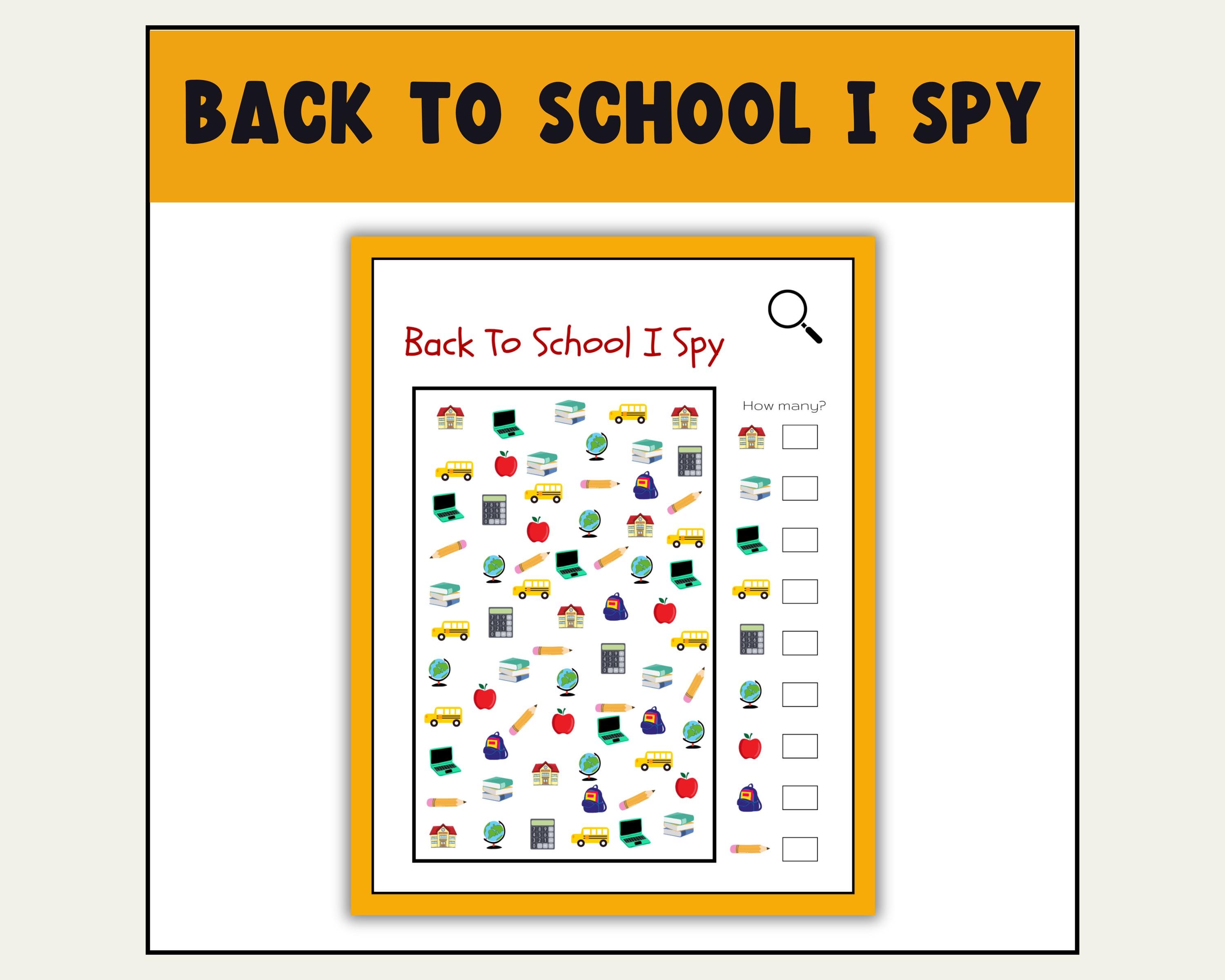 Back to School I Spy | First Day of School Preschool Kindergarten ...