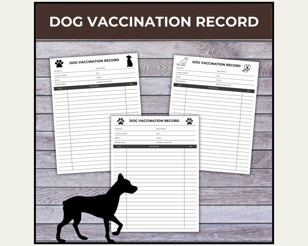 Dog Vaccination Record | Puppy Vaccine Log (3 PDF Templates) - Etsy