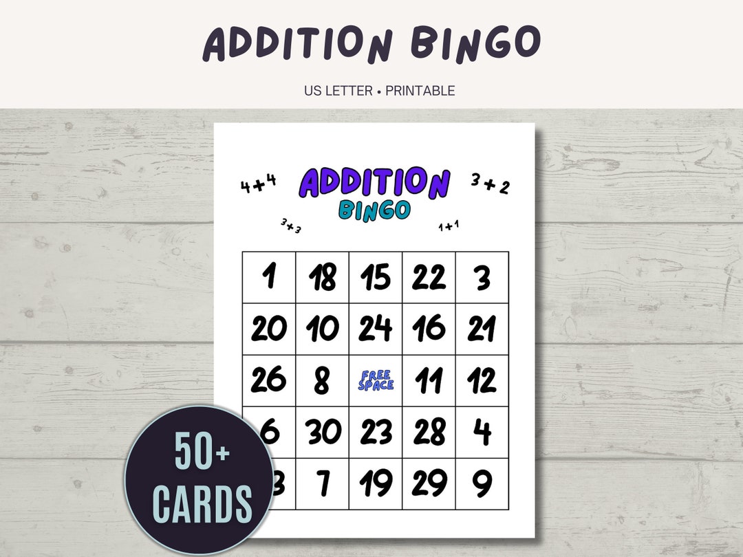 Printable Addition Bingo Game for Kids K-3 | Homeschool Resource | Math ...
