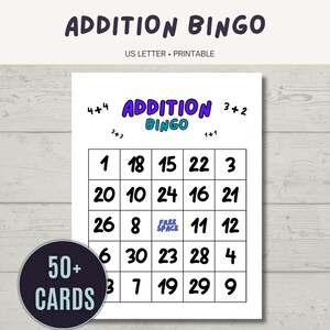 Printable Addition Bingo Game for Kids K-3 | Homeschool Resource | Math ...