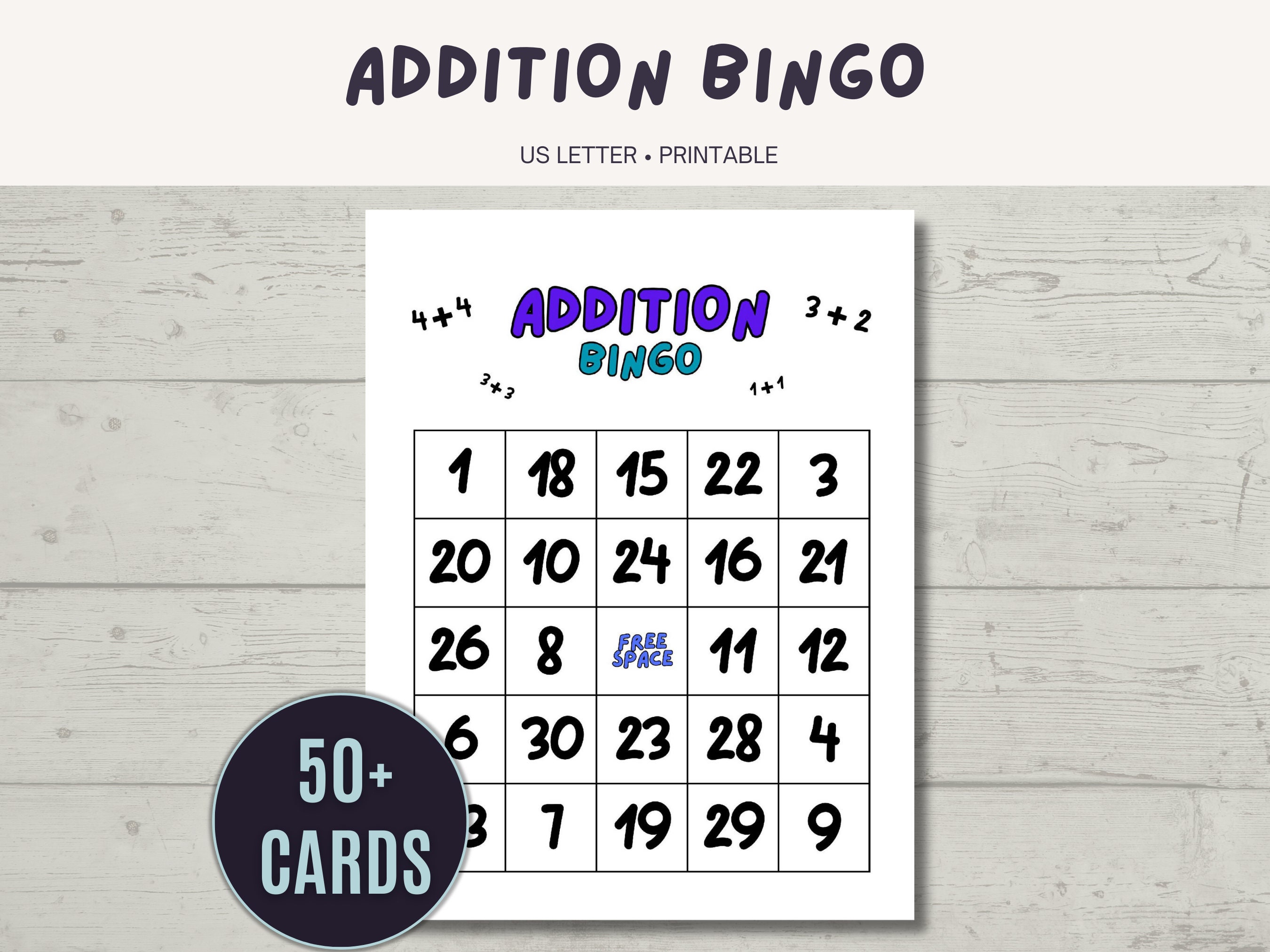 Printable Addition Bingo Game for Kids K-3 | Homeschool Resource | Math ...