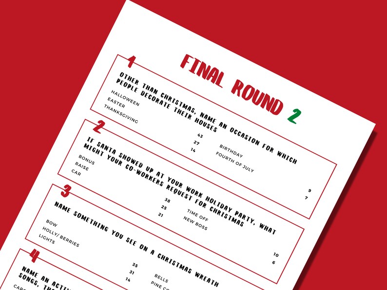 Christmas Friendly Feud Game: Printable Holiday Party Trivia (PDF) - Etsy