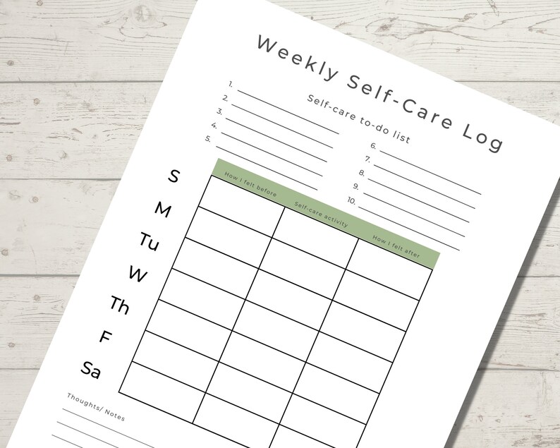 Printable Weekly Self Care Log and Ideas Self Care Journal | Etsy