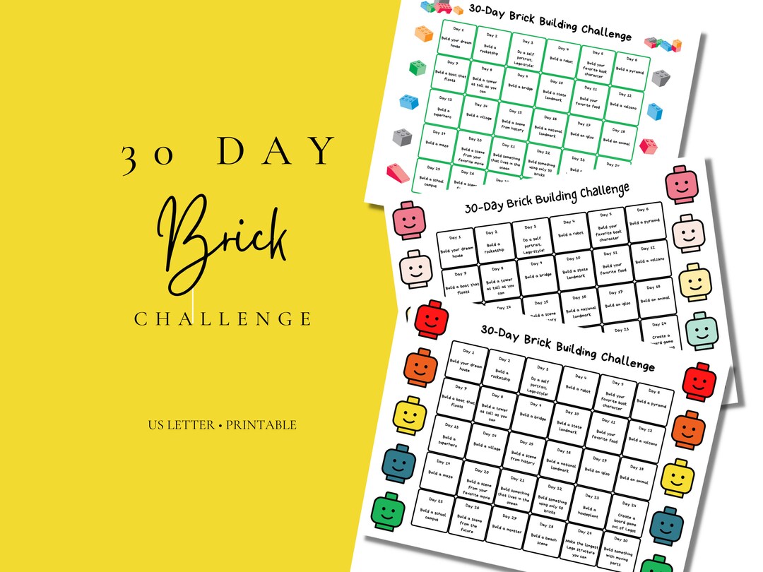 Printable 30 Day Brick Building Challenge | Boredom Buster | Printable ...