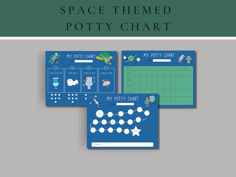 Printable Space Themed Potty Chart Bundle Potty Training Bundle Toilet ...