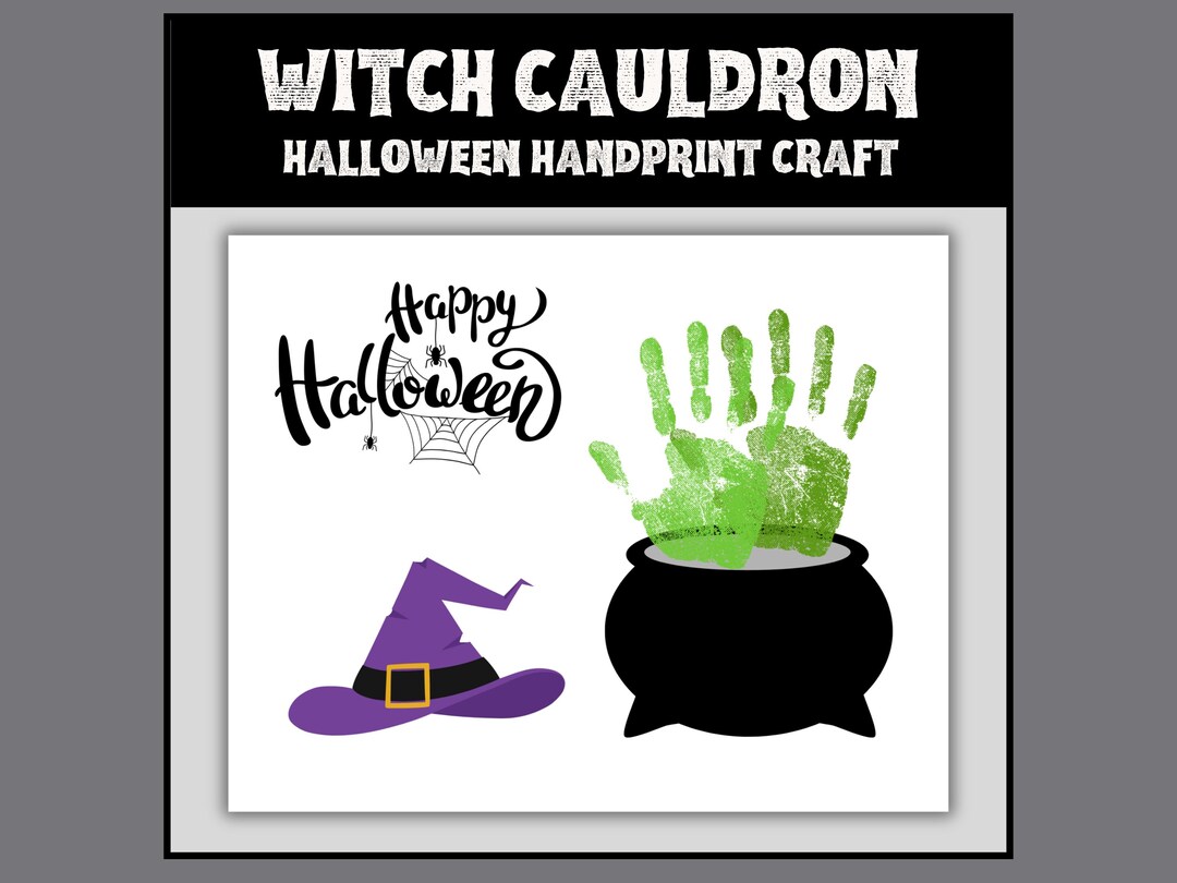 Witch Cauldron Halloween Handprint Craft | Halloween Handprint Art ...