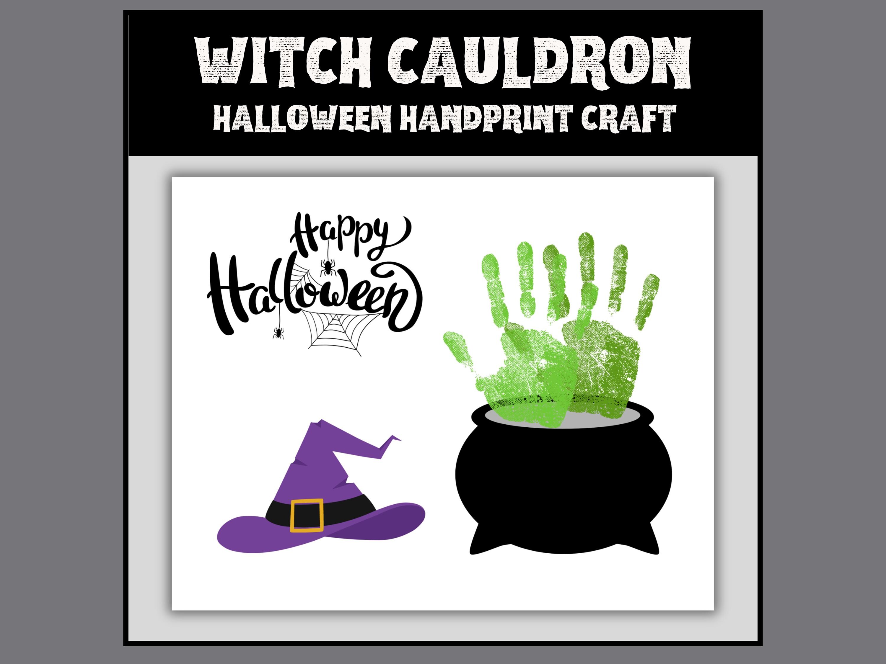Witch Cauldron Halloween Handprint Craft | Halloween Handprint Art ...