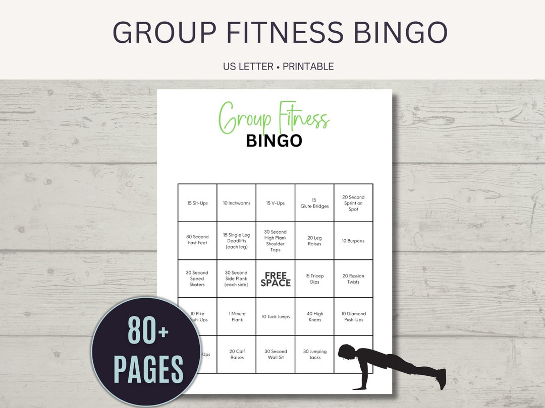 Printable Group Fitness Bingo Game for Adults | Fitness Challenge| Workout Bingo | Wellness and ...