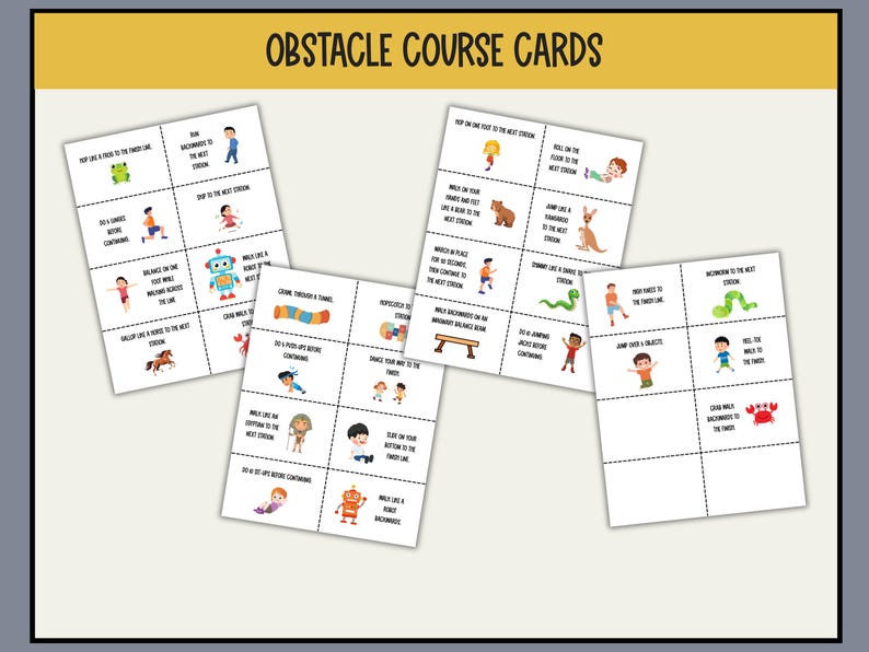 Kids Fitness Cards: Brain Breaks & Obstacle Course Ideas (PDF) - Etsy