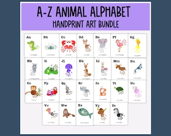 Animal Alphabet Handprint Art, DIY Classroom Alphabet Art, Printable ...