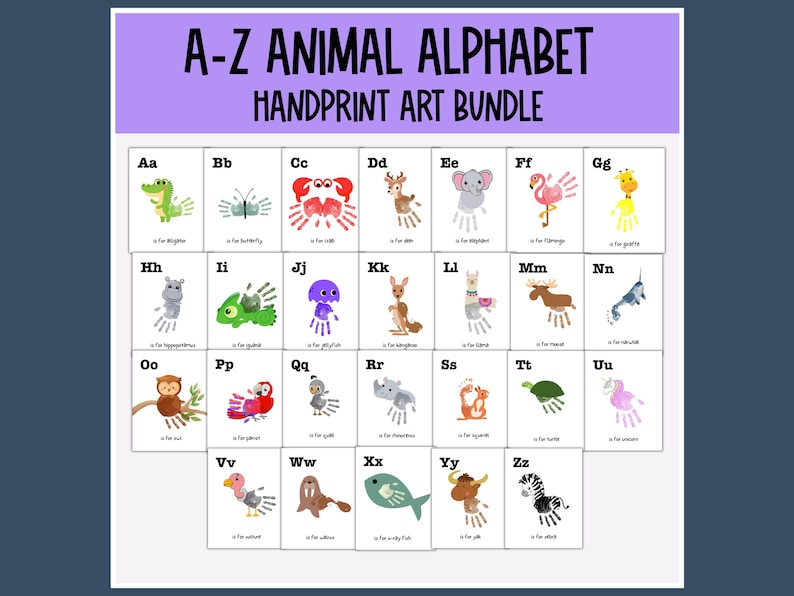 Animal Alphabet Handprint Art: DIY Preschool Craft (PDF) - Etsy