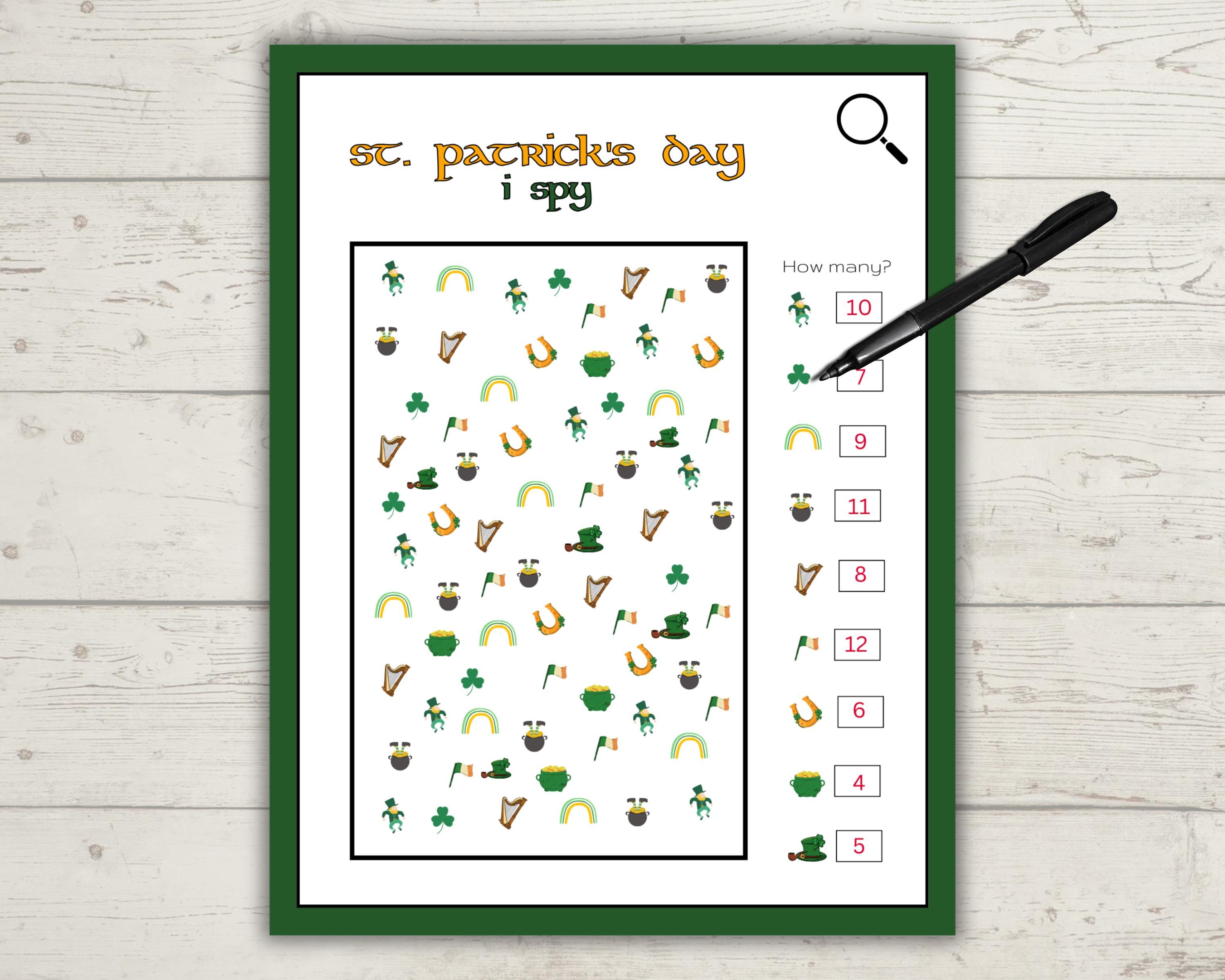 Printable I Spy Game for St. Patrick's Day Kid's St. Patrick's Day ...