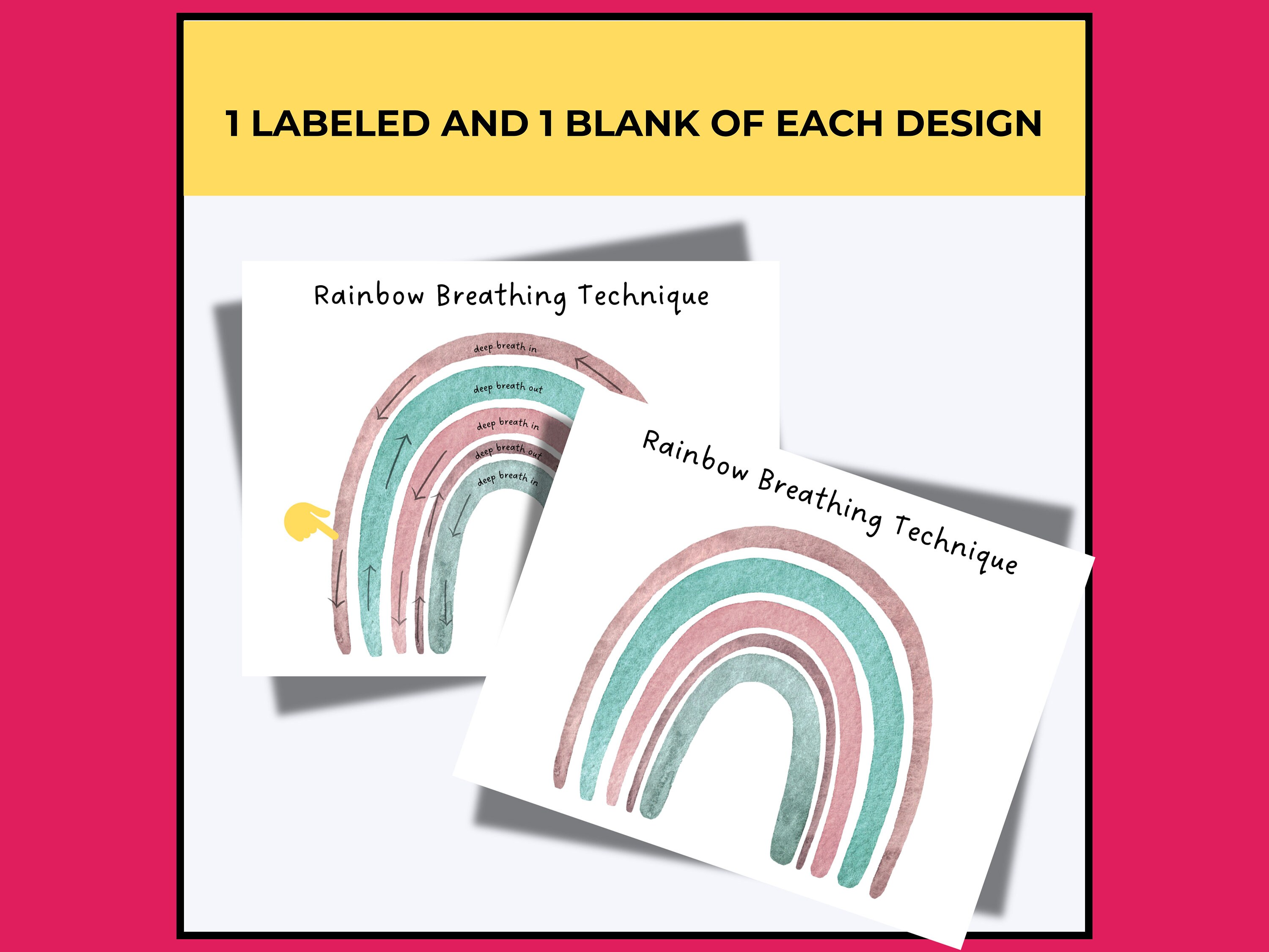 Boho Rainbow Finger Tracing Breathing Exercise Bundle | Calm Down ...