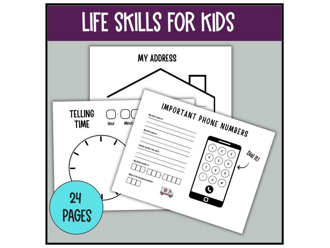 Life Skills Worksheet Bundle: Kids' Learning Activities (digital ...