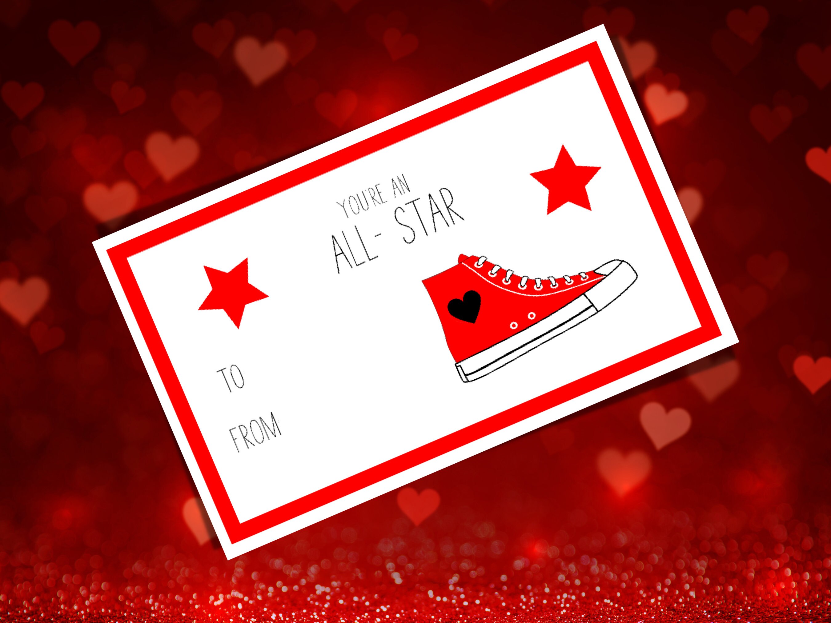 Printable High Top Sneaker Valentine's Cards | Class Valentines | All ...