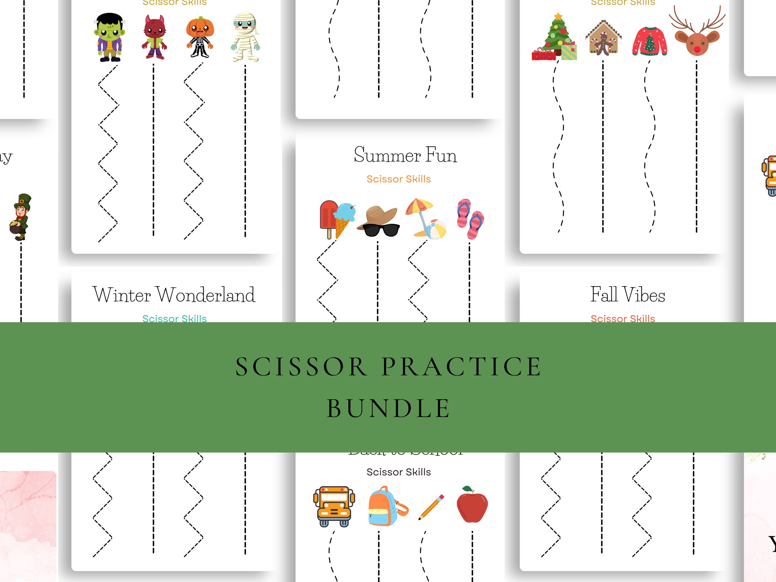 Printable Scissor Skill Worksheets for Kids | Cutting Sheets | Scissor ...