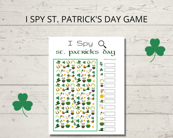 Printable I Spy Game for St. Patrick's Day Kid's St. | Etsy