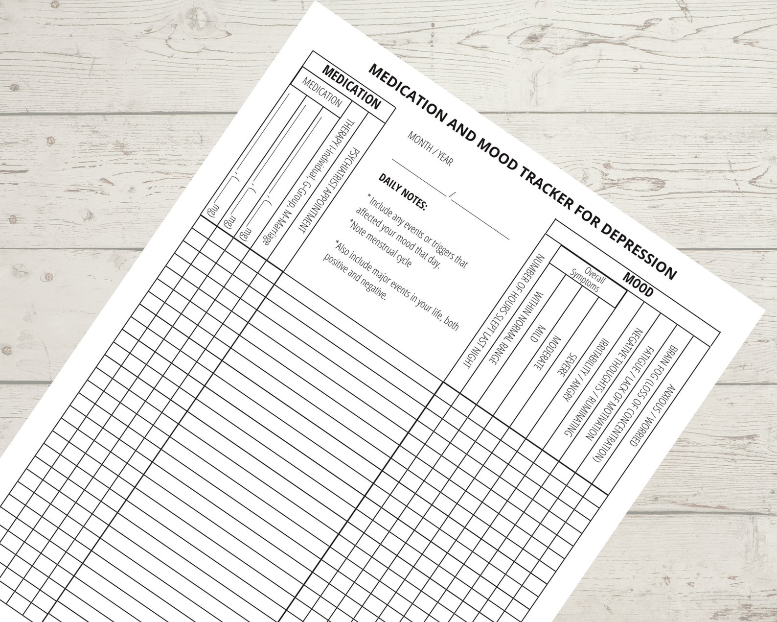 Printable Mood and Medication Tracker Bundle Mood Journal - Etsy